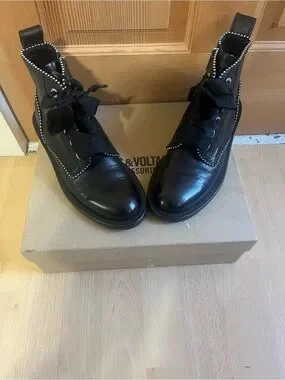 Zadig & Voltaire | Shoes | Zadig Voltaire Black Studtrim Combat Boots ...